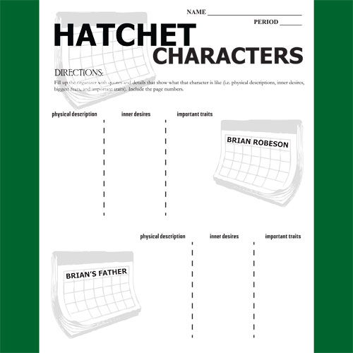 HATCHET Characters Organizer (by Gary Paulsen) | Teaching Resources