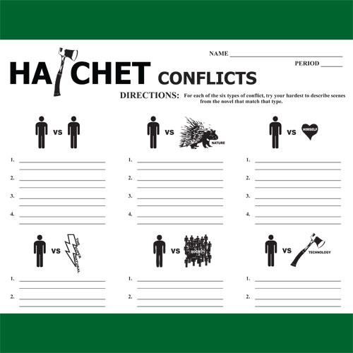 HATCHET Conflict Graphic Organizer - 6 Types of Conflict | Teaching ...