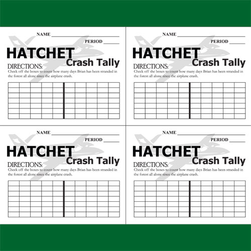 HATCHET Crash Tally (by Gary Paulsen) | Teaching Resources