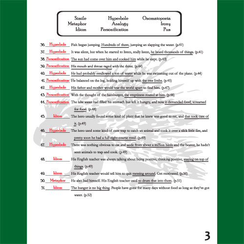 HATCHET Figurative Language Analyzer (51 quotes) | Teaching Resources