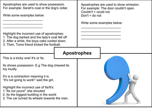 Apostrophes Worksheet Basic Punctuation Practice | Teaching Resources
