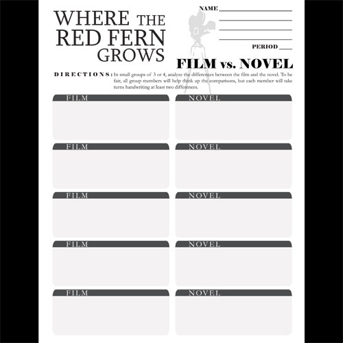 WHERE THE RED FERN GROWS Movie vs Novel Comparison | Teaching Resources