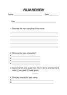 Film Review Worksheet | Teaching Resources