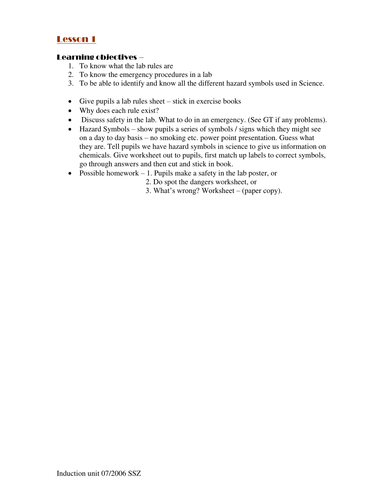 KS3 science induction pack year 7, year 8 or year 9 | Teaching Resources