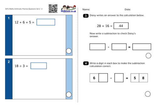 Practise KS1 SATs Questions Maths Arithmetic and Reasoning (similar to ...