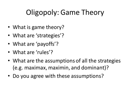 Oligopoly and Game theory | Teaching Resources