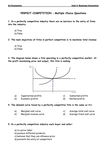 Perfect Competition | Teaching Resources