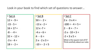 Differentiated Negative Number Starter | Teaching Resources