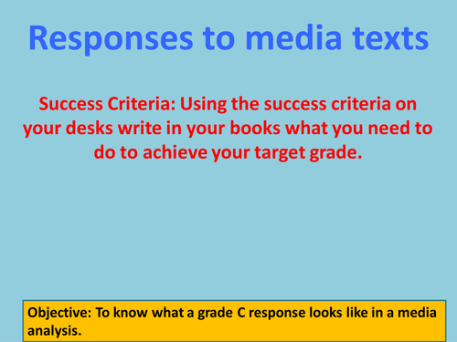 AQA Media GCSE Full Scheme of work for Unit 1: Introduction to Media ...