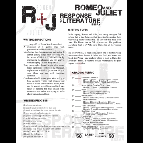 ROMEO AND JULIET Essay (Response to Literature) | Teaching Resources