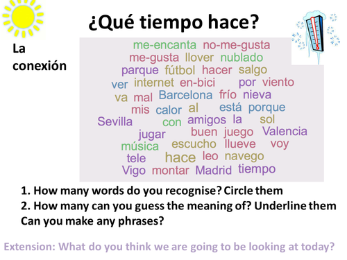 Year 7 or 8 Spanish Weather - ¿Qué tiempo hace? | Teaching Resources
