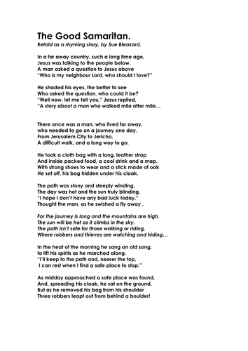 The Good Samaritan, rhyming story. | Teaching Resources