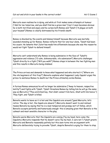 Romeo and Juliet Act 3- range of activities | Teaching Resources