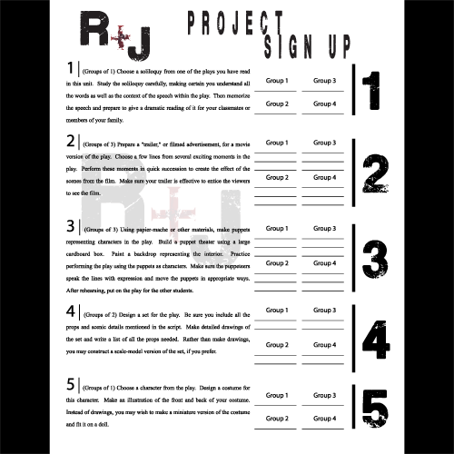 ROMEO AND JULIET Final Projects | Teaching Resources