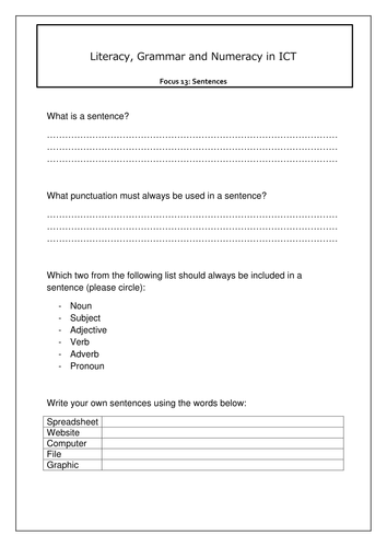 Literacy and Grammar in IT | Teaching Resources
