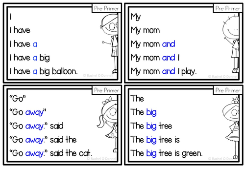 Reading Fluency Squares Pre Primer | Teaching Resources