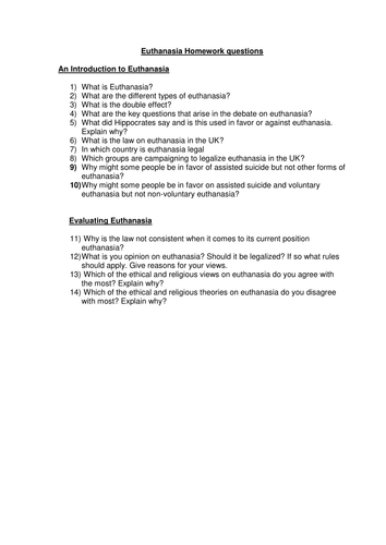 OCR AS Ethics Euthanasia | Teaching Resources