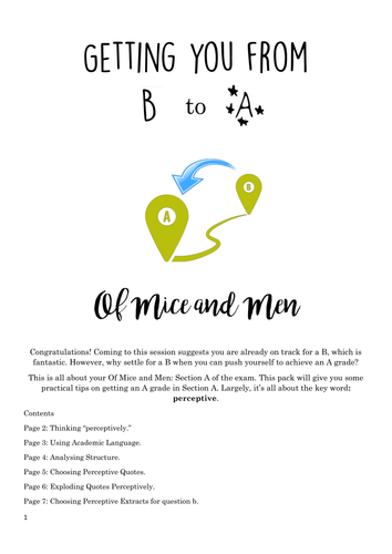 Edexcel English Language Of Mice and Men and Writing: Getting your B to ...