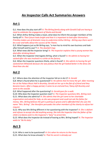 CCEA English Literature: An Inspector Calls COMPLETE Revision by ...