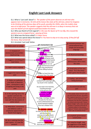CCEA English Literature: Heaney & Hardy Poem Revision | Teaching Resources