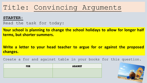 Writing to Argue - Three Lessons | Teaching Resources