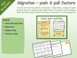 KS3 Geography - Activity - Migration - Push and pull factors | Teaching ...