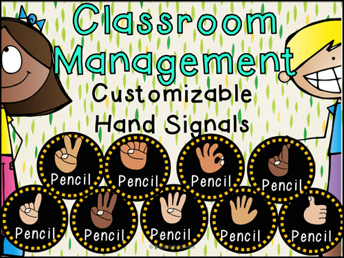 Classroom Management Hand Signals Customisable | Teaching Resources