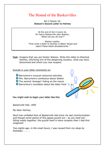 The Hound of the Baskervilles PLAYSCRIPT: Writing Tasks | Teaching ...