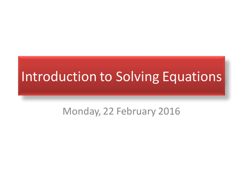 Solving equations and Inequalities | Teaching Resources
