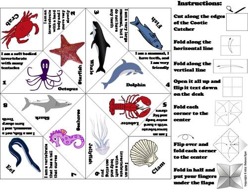Ocean Animals Cootie Catchers | Teaching Resources