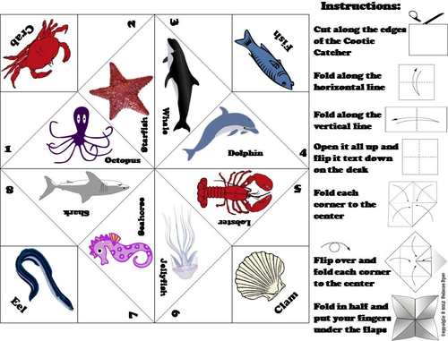 Ocean Animals Cootie Catchers | Teaching Resources