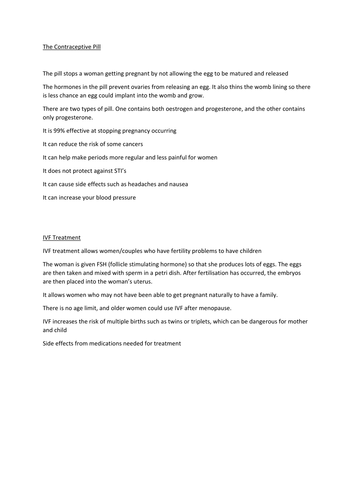 GCSE AQA Menstrual Cycle and Controlling Fertility | Teaching Resources GCSE AQA Menstrual Cycle and Controlling Fertility | Teaching Resources