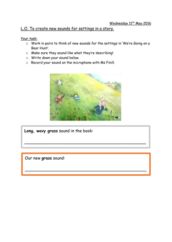 Going on a Bear Hunt poetry adjectives setting KS1 - Lesson worksheet ...