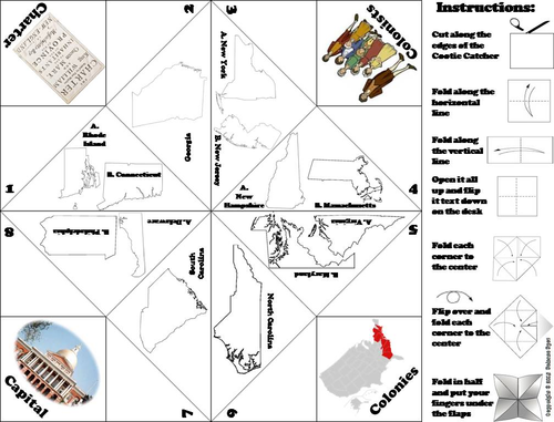 13 Colonies Cootie Catchers | Teaching Resources