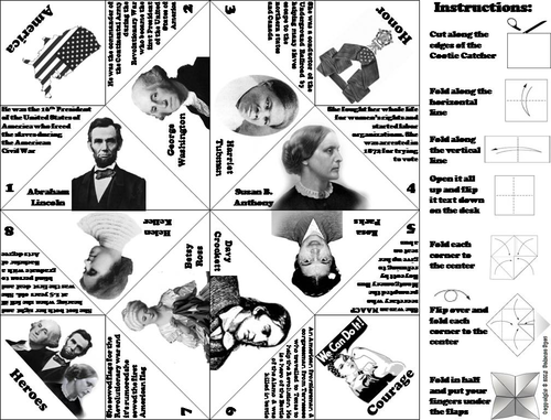 American Heroes Cootie Catchers | Teaching Resources
