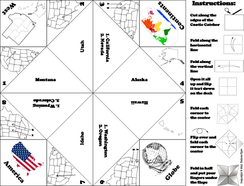 Regions of the United States: West Cootie Catchers | Teaching Resources
