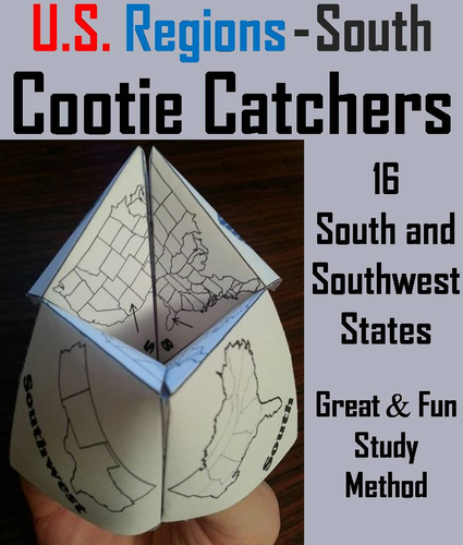 Regions of the United States: South and Southwest Cootie Catchers ...
