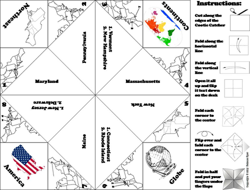 Regions of the United States: Northeast Cootie Catchers | Teaching ...