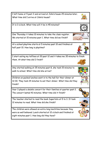 Time Word Problems | Teaching Resources