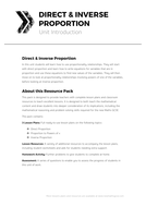Direct & Inverse Proportion - Complete Unit of Work | Teaching Resources