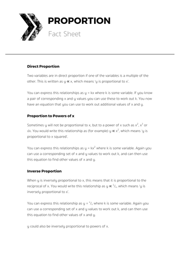 Proportion to Powers of x - Complete Lesson | Teaching Resources