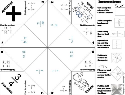 Multiplying Fractions Cootie Catchers | Teaching Resources