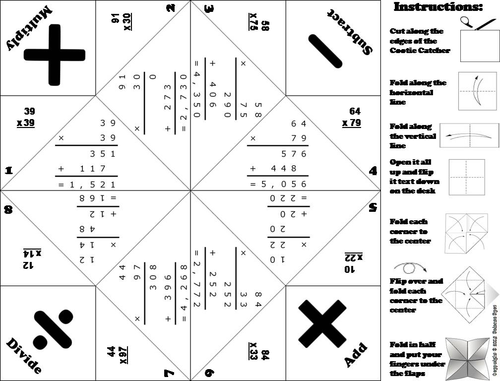 Two Digit Multiplication Cootie Catchers | Teaching Resources