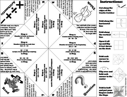 Two Step Word Problems Cootie Catchers | Teaching Resources