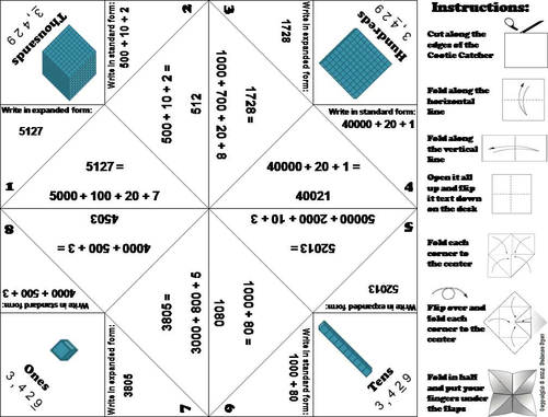 Expanded Form: Grades 2-3 Cootie Catchers | Teaching Resources