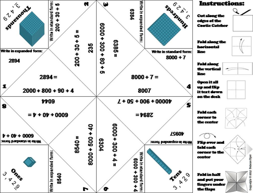Expanded Form: Grades 2-3 Cootie Catchers | Teaching Resources