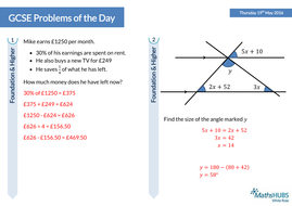 GCSE Problem Solving Questions of the Day - 19th May | Teaching Resources