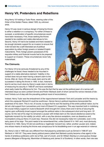 How serious were these challenges to Henry’s power? | Teaching Resources