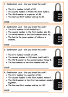 Year 4 Maths Problem Solving Combination Locks | Teaching Resources