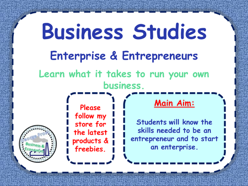 Enterprise & Entrepreneurs - Starting a New Business - Business Studies ...